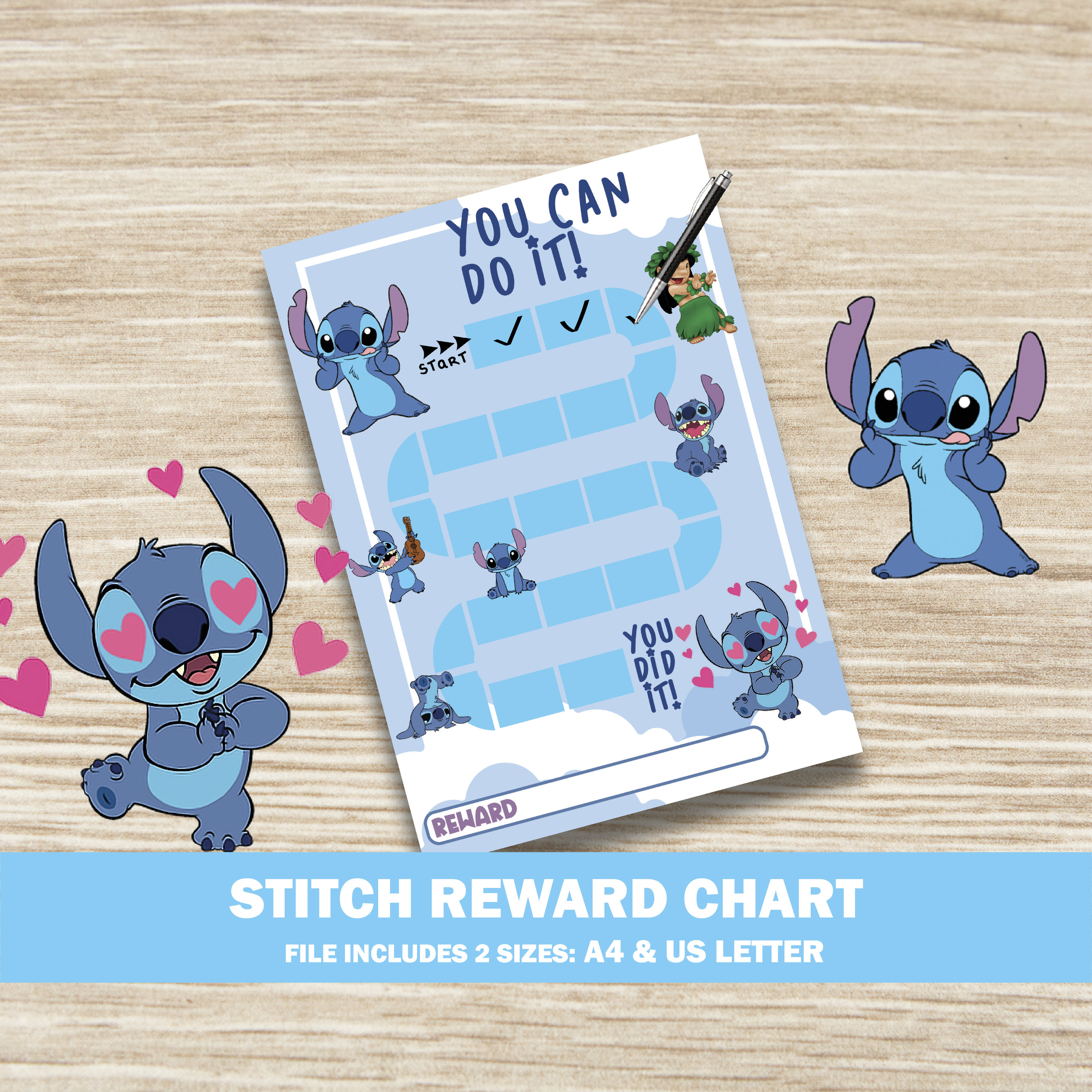 Stitch Reward Chart, Sticker Chart, Kids Potty Training, Behavior Chart ...