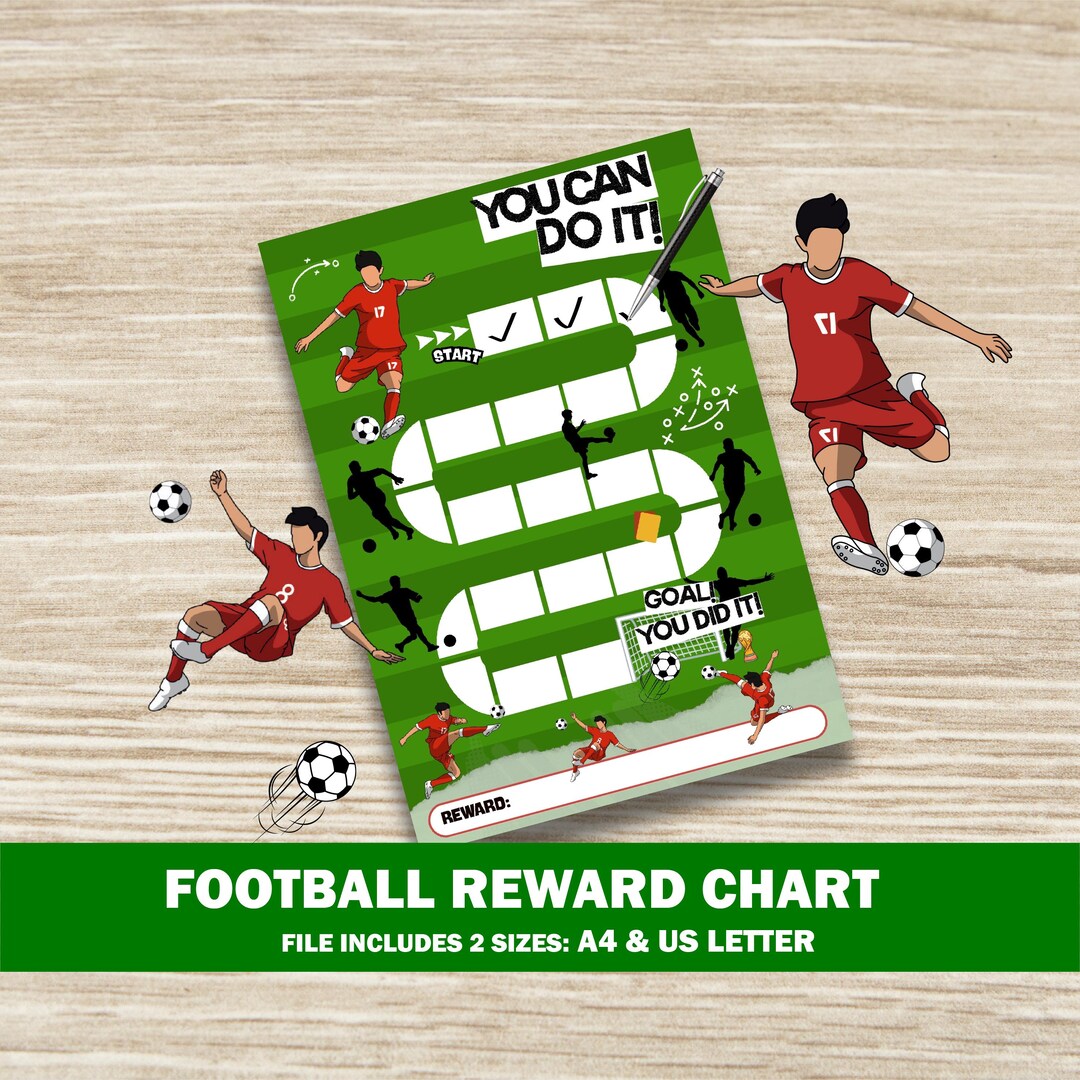 Football Reward Chart, Sticker, Kids Potty Training, Behavior Chart, CR ...