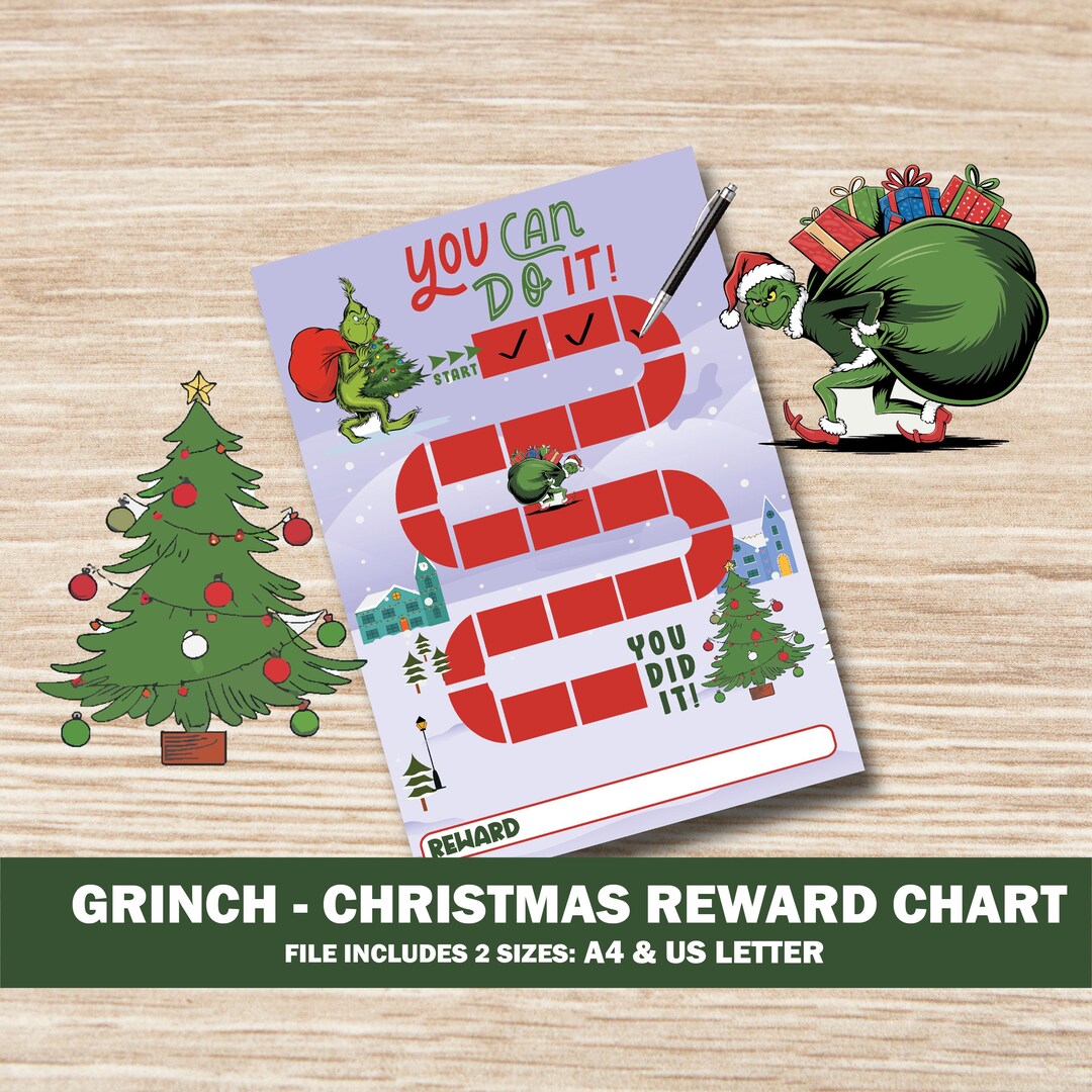 Grinch Christmas Reward Chart, Sticker Chart, Kids Potty Training ...