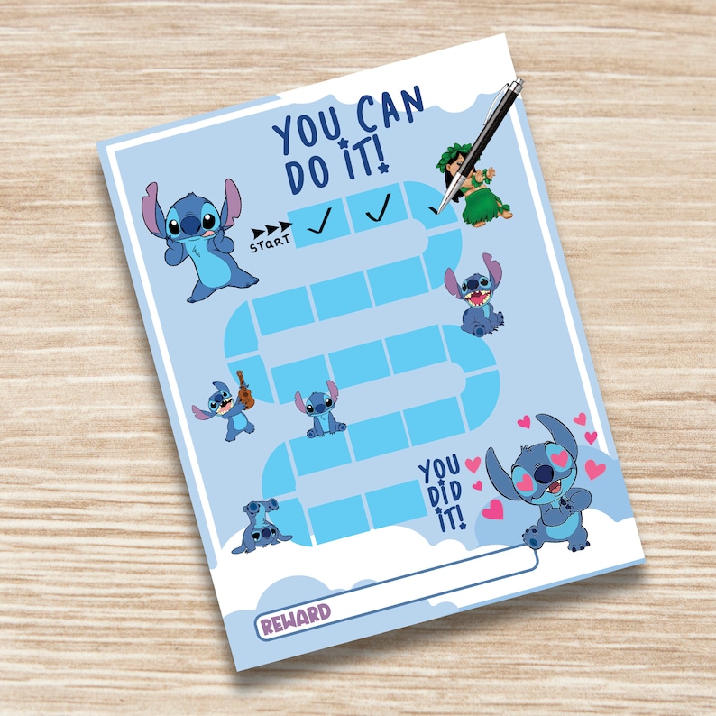 Stitch Reward Chart, Sticker Chart, Kids Potty Training, Behavior Chart ...