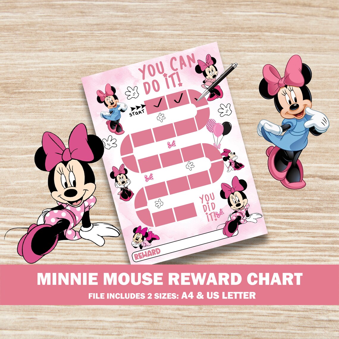 Minnie Mouse Reward Chart Sticker Chart Kids Potty Training Chart ...