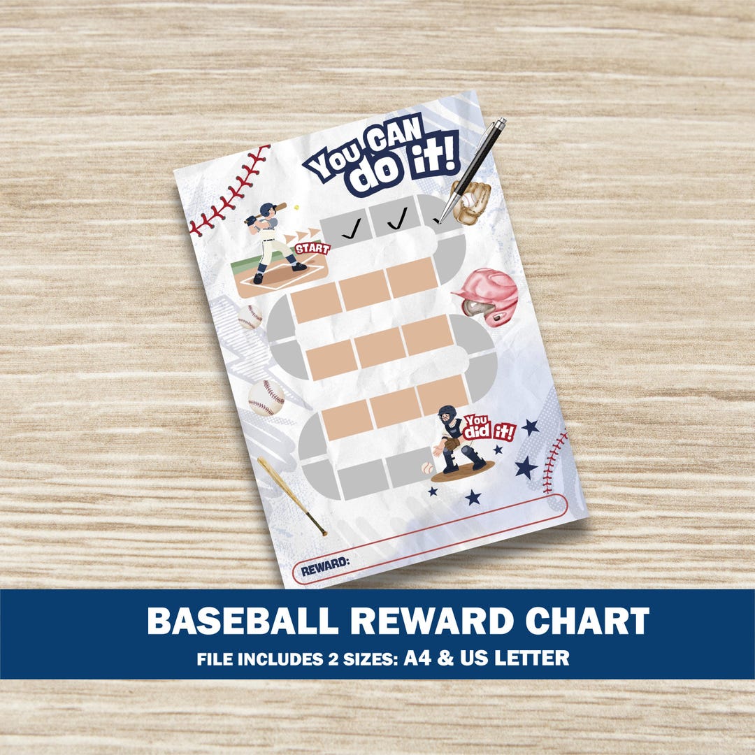 Baseball Reward Chart, Sports Reward Chart, Boys Reward Chart, Training ...