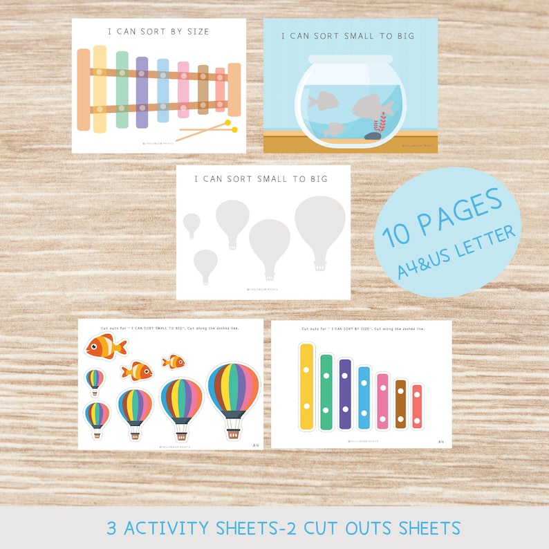 Sorting Activity Small to Big Worksheet, Toddler Activity, Homeschool ...