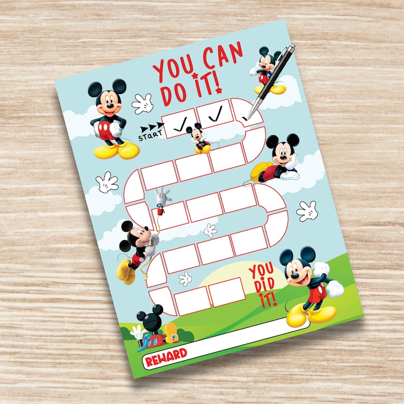 Mickey Mouse Reward Chart Sticker Chart Kids Potty Training Chart ...