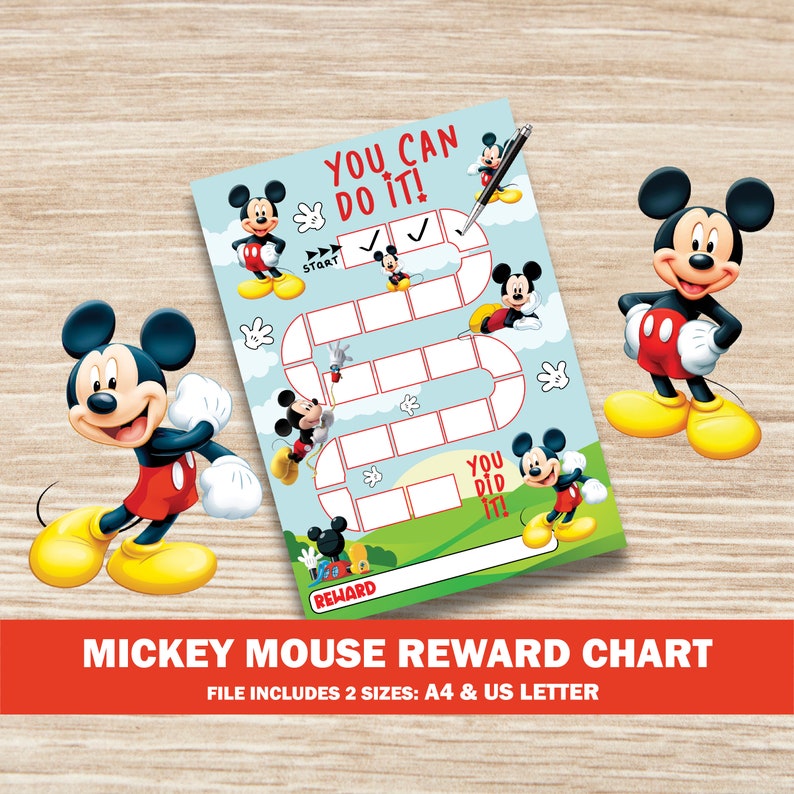 Mickey Mouse Reward Chart Sticker Chart Kids Potty Training Chart ...