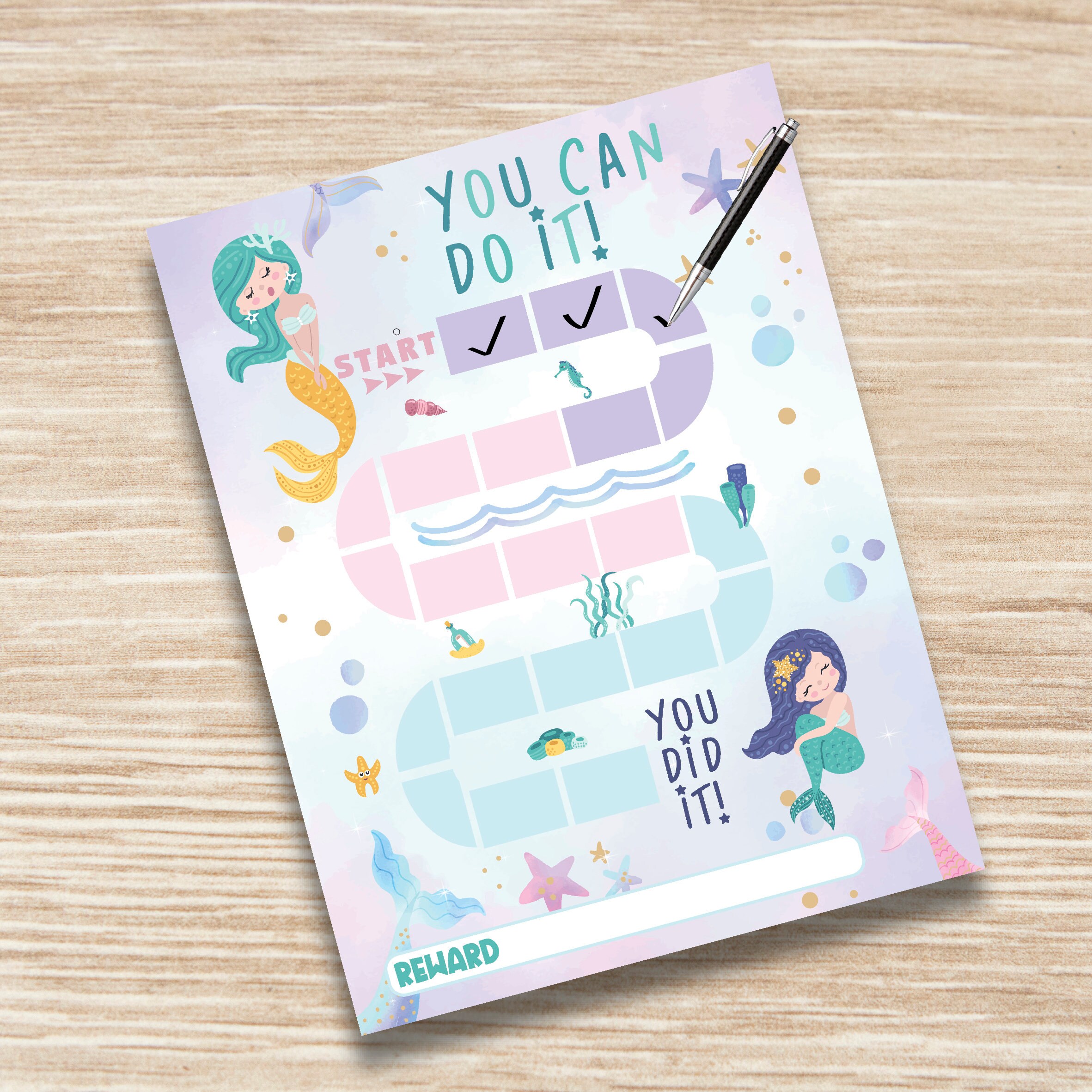 Mermaid Reward Chart, Sticker Chart, Kids Potty Training, Behavior ...
