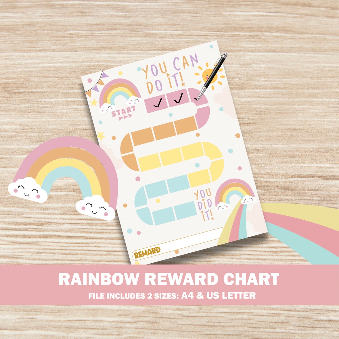 Rainbow Reward Chart, Sticker Chart, Kids Potty Training, Behavior ...
