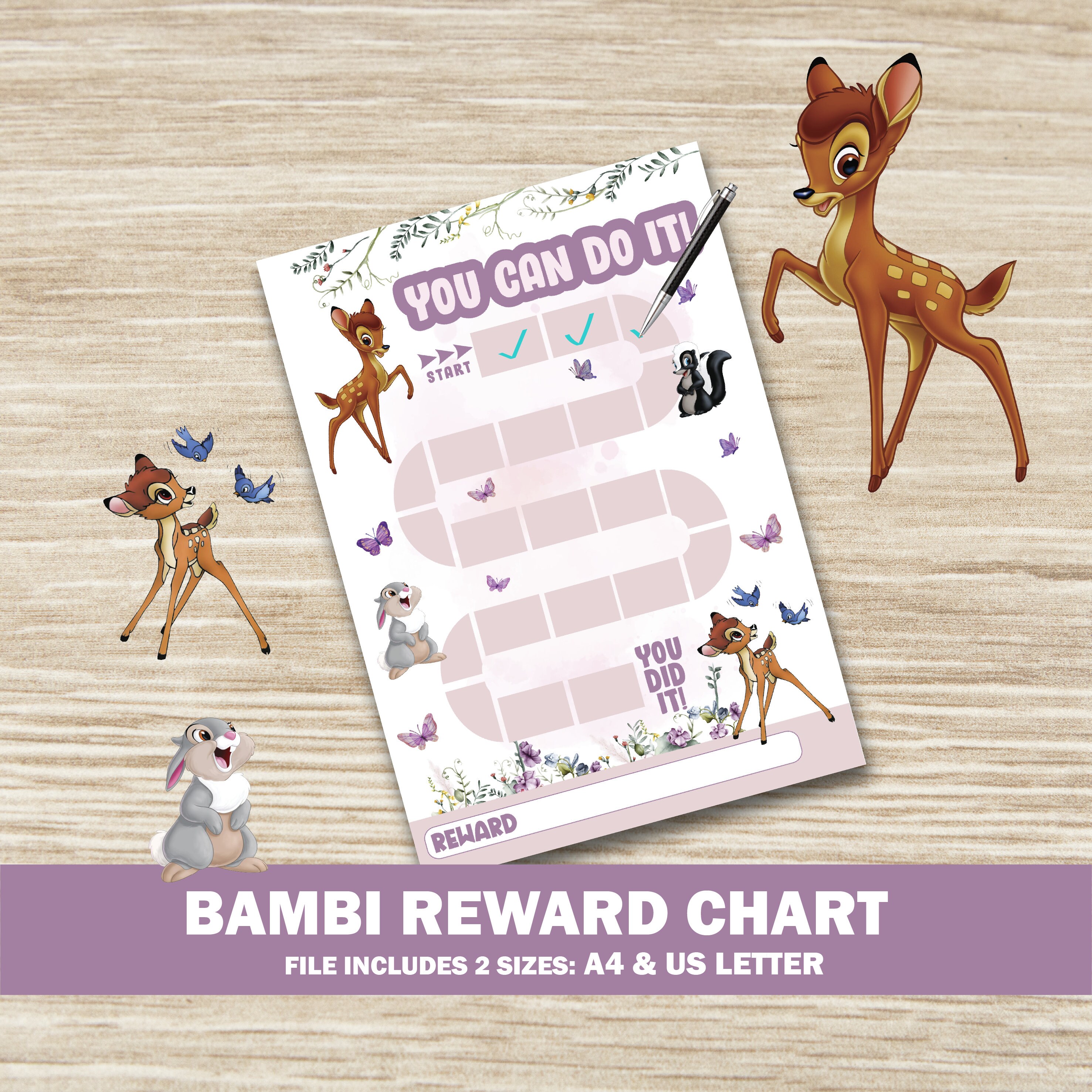 Bambi Reward Chart, Sticker Chart, Kids Potty Training, Behavior Chart ...
