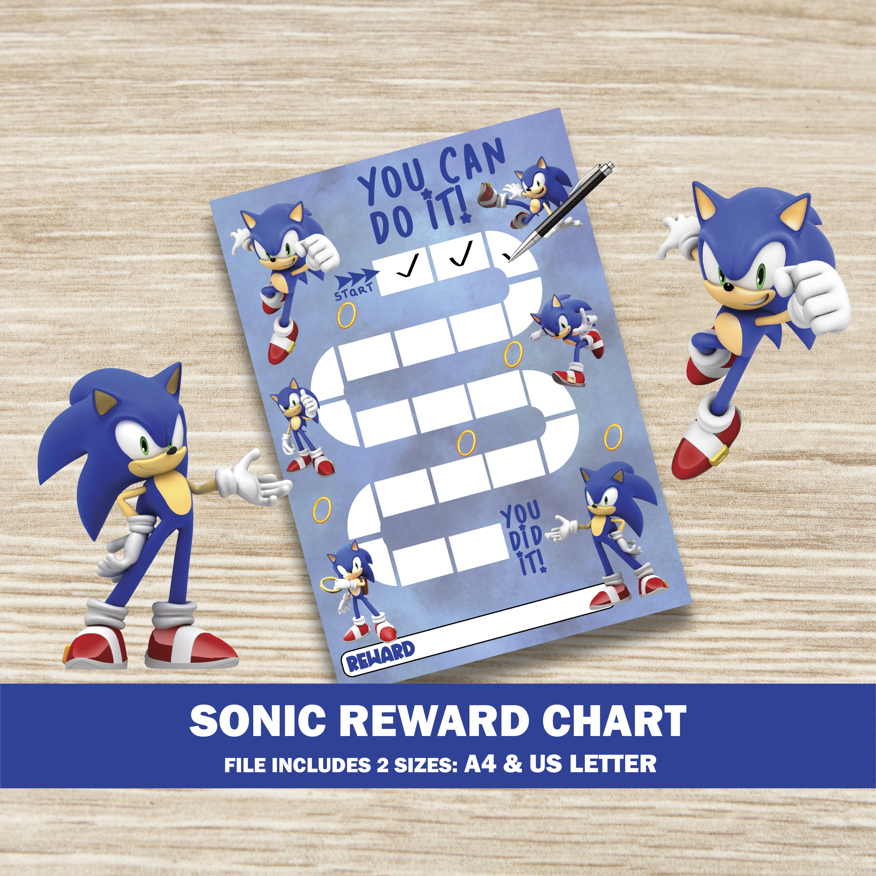 Sonic Reward Chart Sticker Chart Kids Potty Training Chart Behavior ...