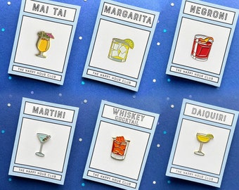 Cocktail Badges Set of Four Pins - Etsy