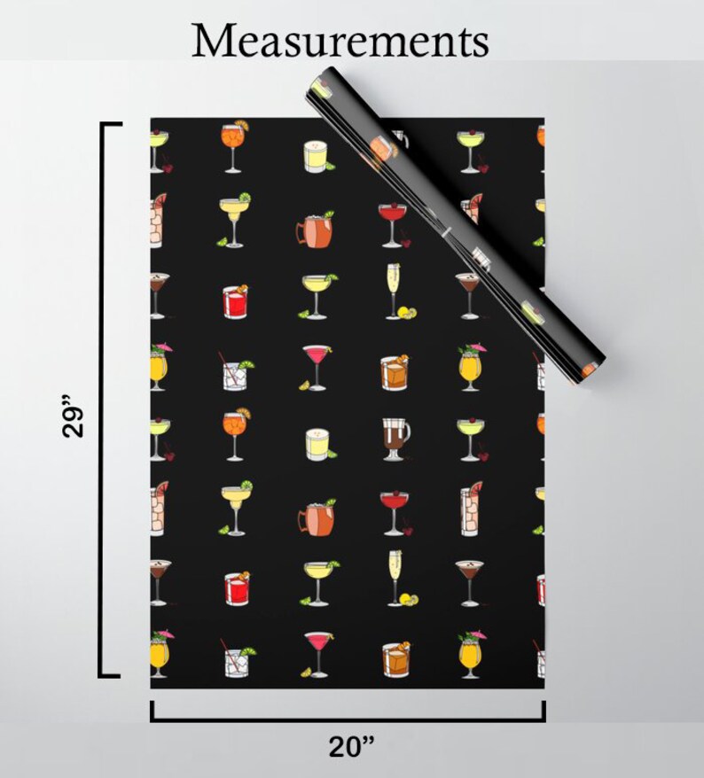 Classic Cocktails Wrapping Paper Sheets Set of 5 Alcohol - Etsy