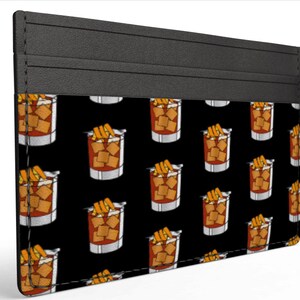 Whiskey Cocktail Leather Card Holder Wallet Handmade - Drinks Gift ...