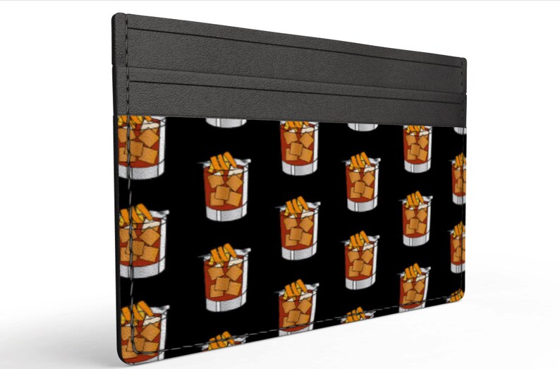 Whiskey Cocktail Leather Card Holder Wallet Handmade Drinks - Etsy