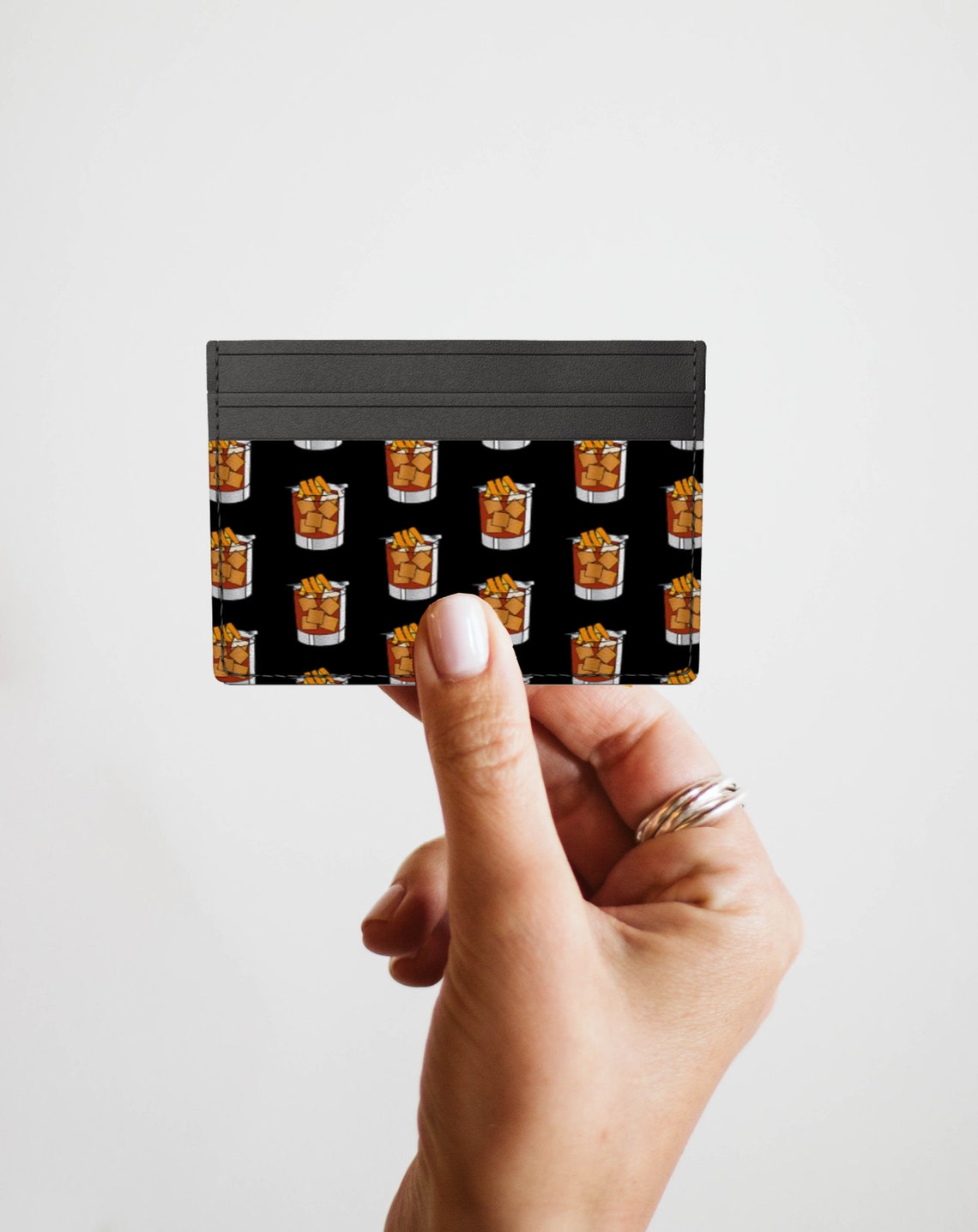 Whiskey Cocktail Leather Card Holder Wallet Handmade Drinks - Etsy