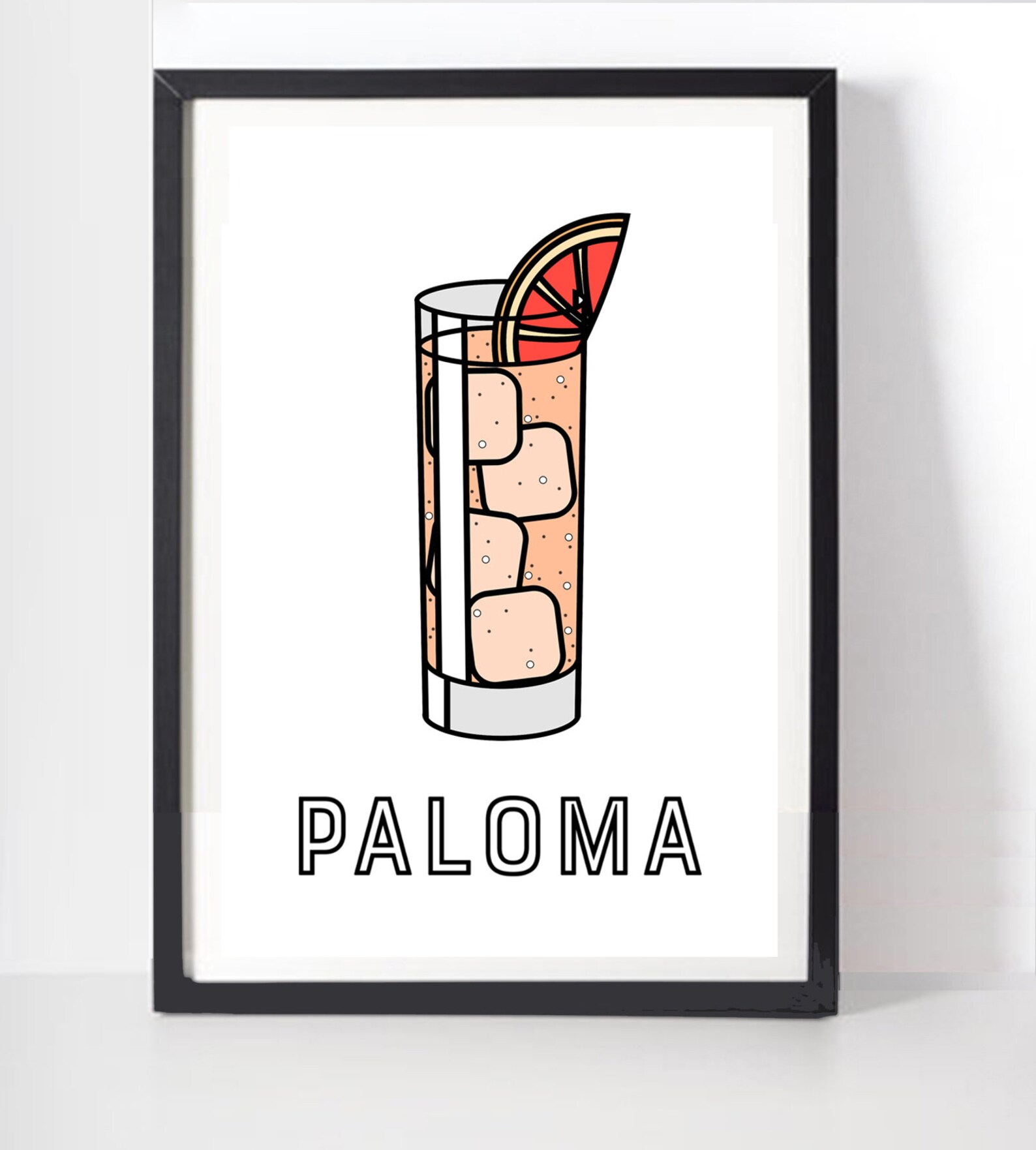 Paloma Cocktail Print - Classic Cocktails Recipe Poster - Bartender How ...