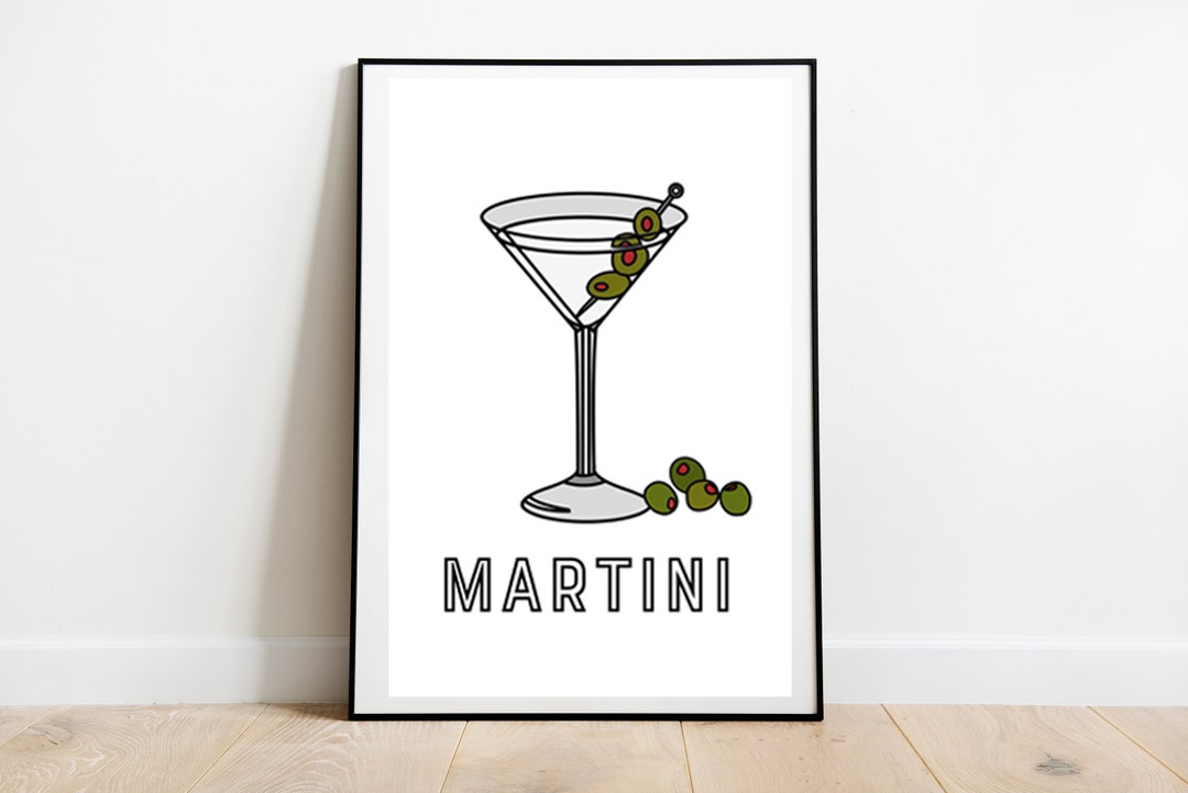 Martini Cocktail Print - Classic Cocktails Recipe - How to Drinks Print ...