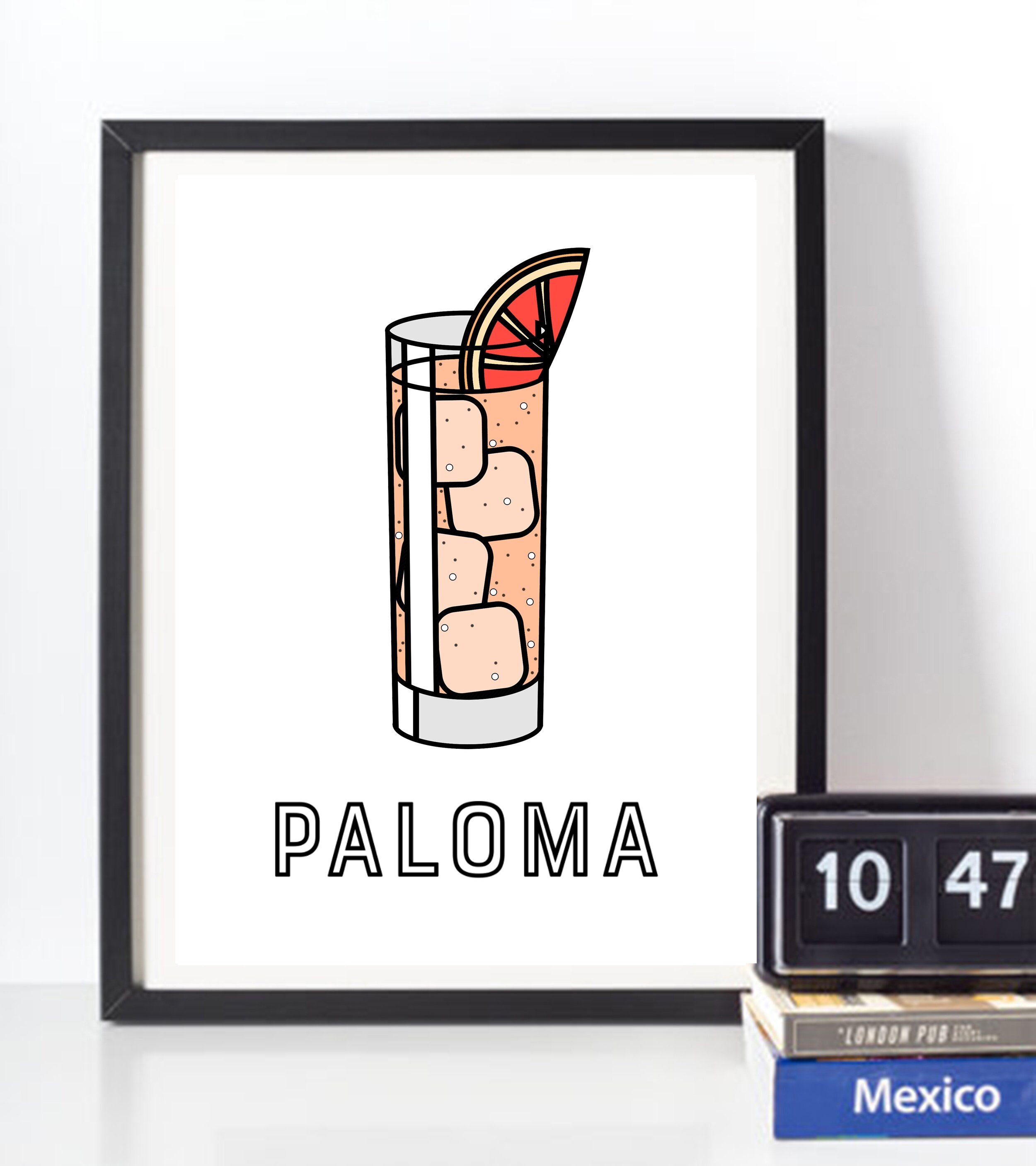 Paloma Cocktail Print - Classic Cocktails Recipe Poster - Bartender How ...