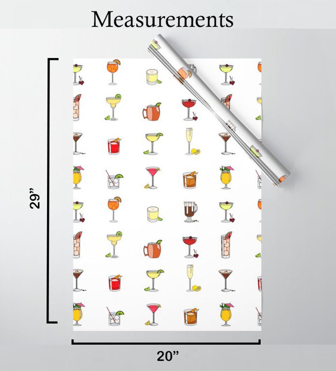 Classic Cocktails Wrapping Paper Sheets Set of 5 Drinking | Etsy