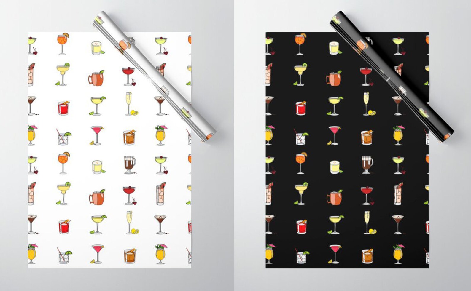 Classic Cocktails Wrapping Paper Sheets Set of 5 Drinking | Etsy