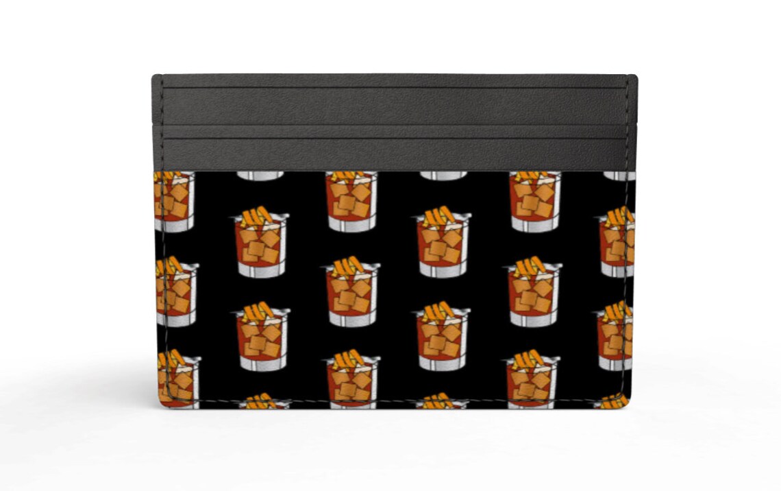 Whiskey Cocktail Leather Card Holder Wallet Handmade Drinks - Etsy