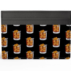 Whiskey Cocktail Leather Card Holder Wallet Handmade - Drinks Gift ...