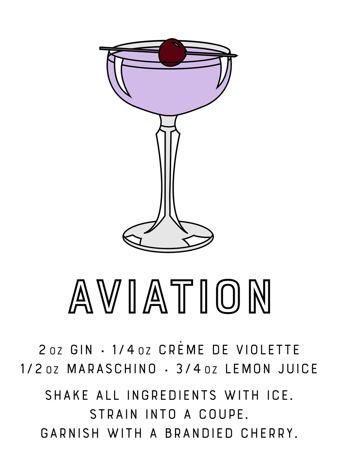 Aviation Cocktail Poster Art Print With Classic Cocktail | Etsy