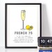 French 75 Cocktail Print Art Poster With Classic Cocktail - Etsy