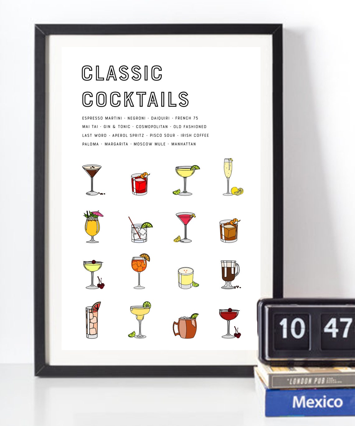 Classic Cocktails Print Cocktails Poster Cocktails Art - Etsy