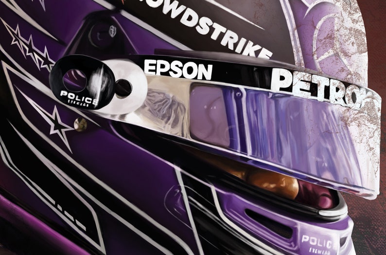 F1 Hamilton helmet 44 Art Print - Etsy
