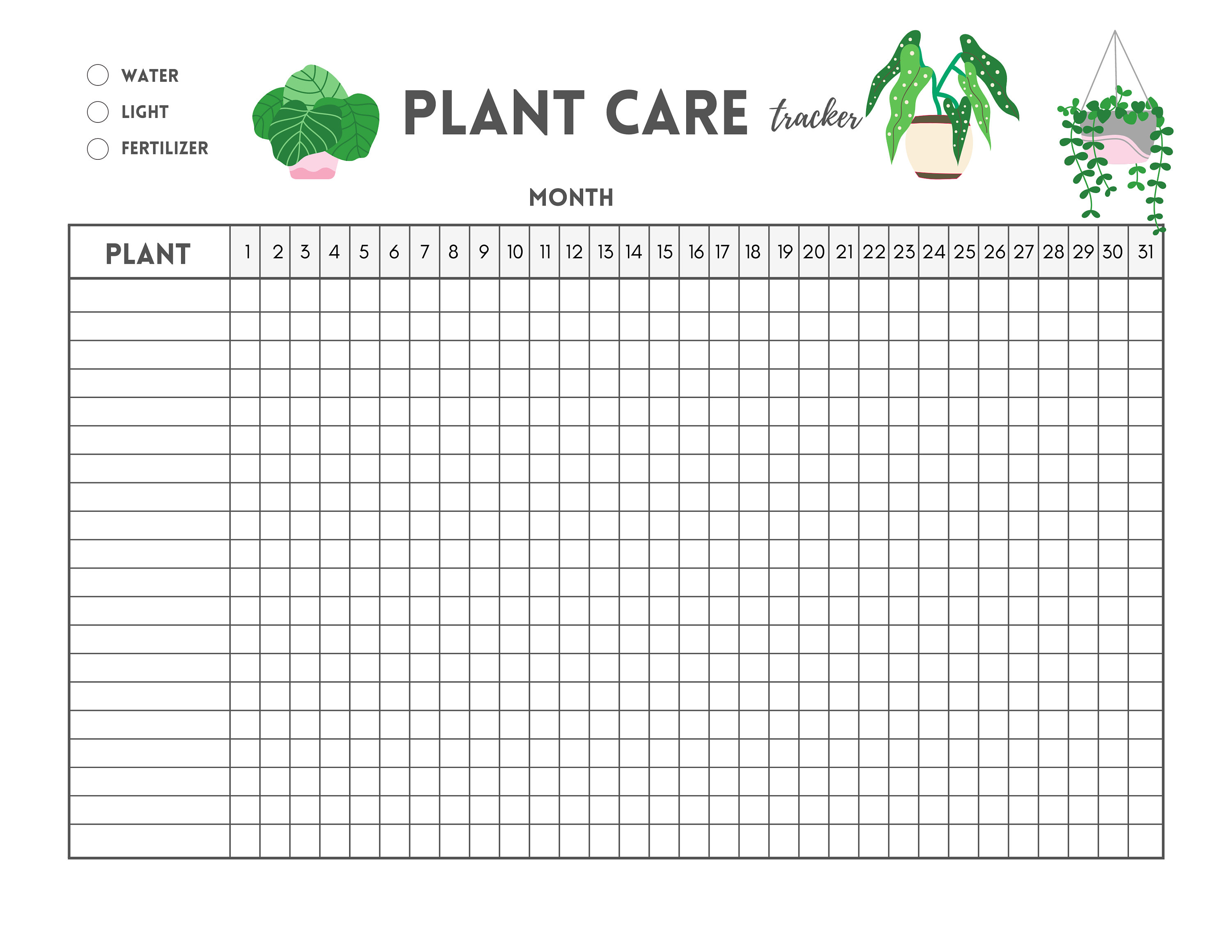 Minimalist Plant Care Tracker, Plant Planner, Watering Log, Plant Water ...