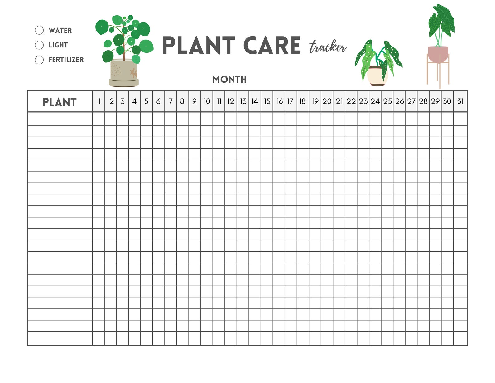 Minimalist Plant Care Tracker Plant Planner Watering Log - Etsy