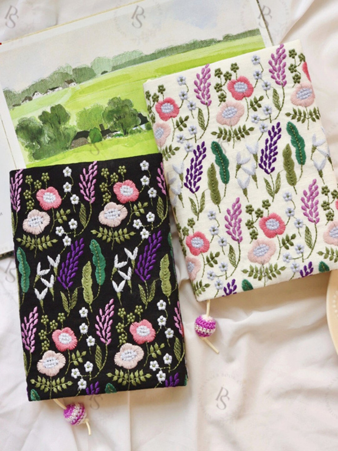 Adjustable Embroidery Floral Sleeve Cover for Notebook, Journal ...