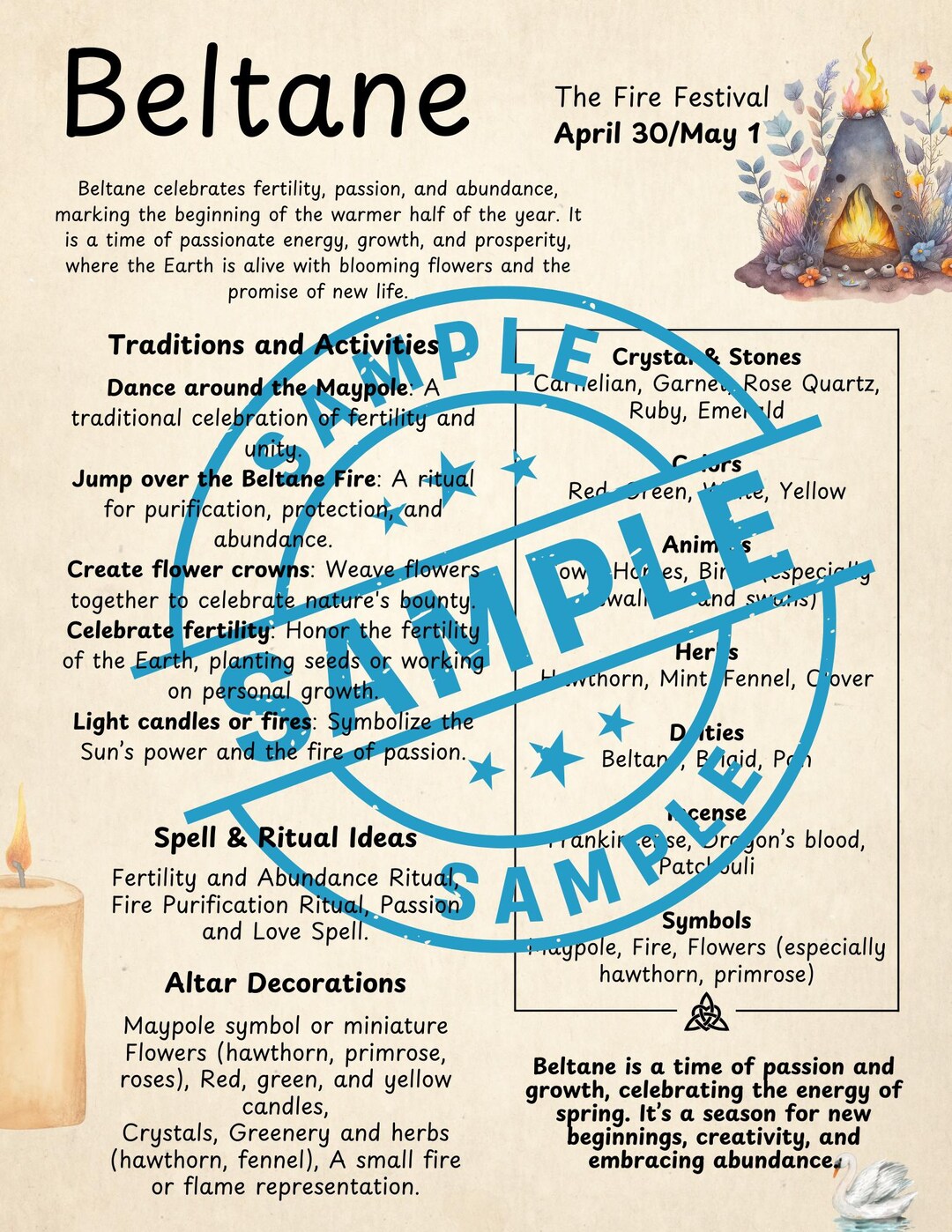 Wheel of the Year. Information on Beltane and Three Spells / Rituals ...
