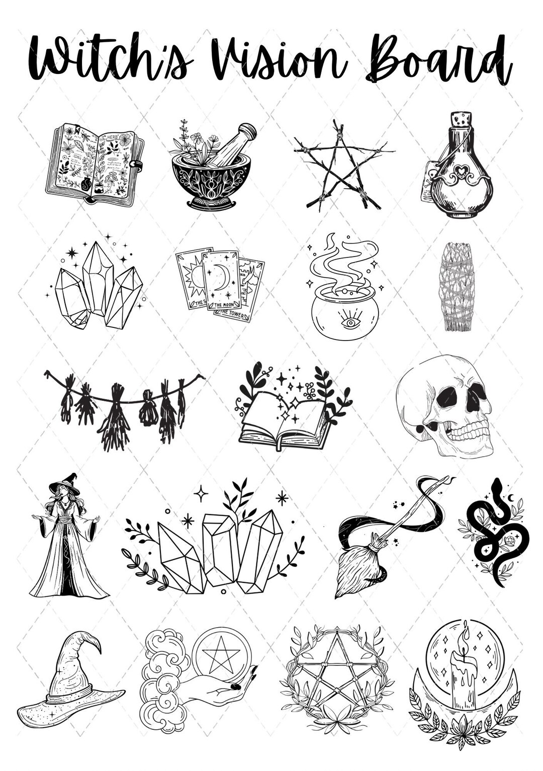 Vision Board Kit Printable, Witch Vision Board for Manifesting ...