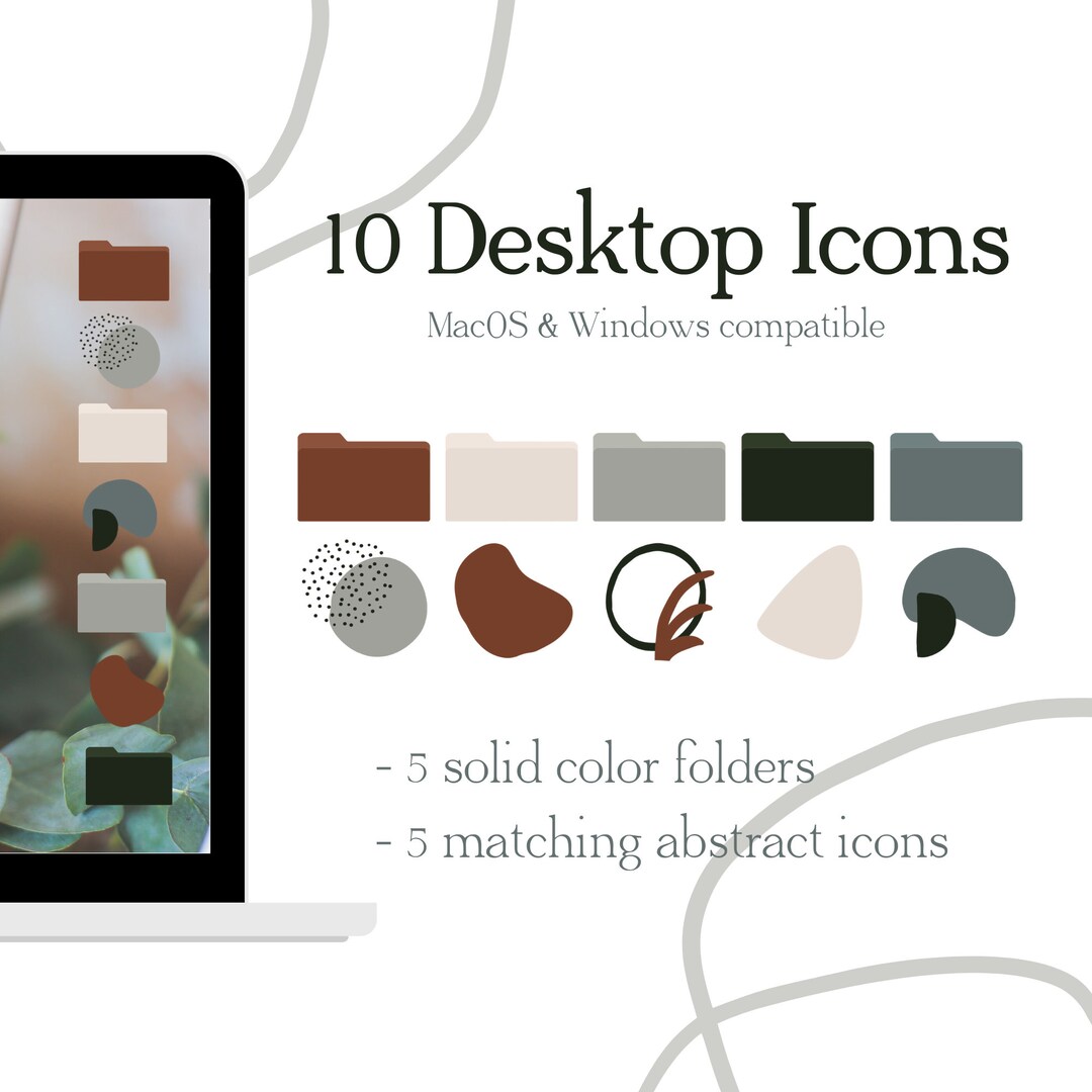Aesthetic Dark Boho Desktop Folder Icons, Mac + Windows Folders Icon ...