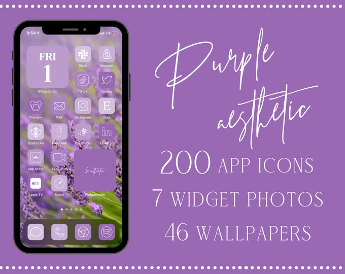 Ios 14 Icons Purple | Purple Ios 14 Aesthetic | App Icons | iPhone ...