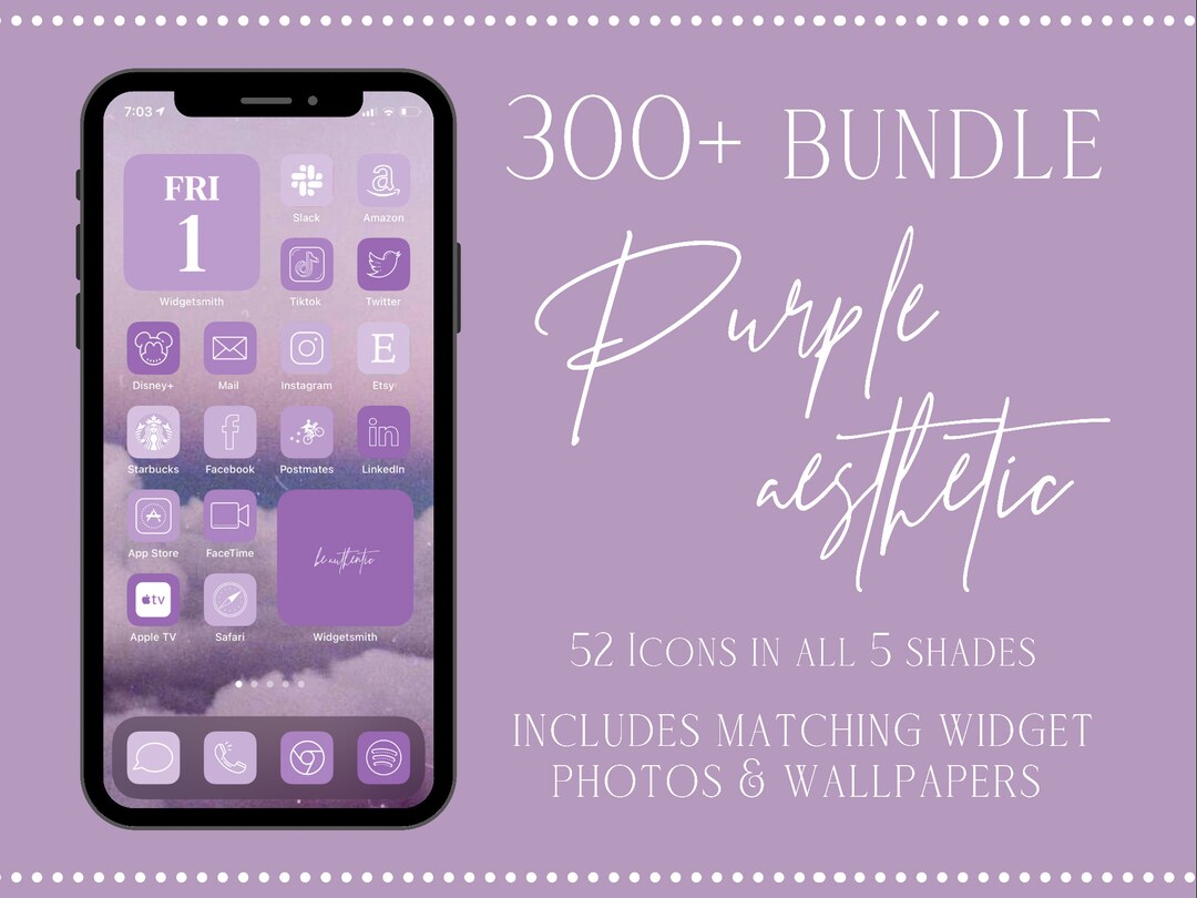 Purple Aesthetic Ios App Icons, 300 iPhone Ios 14 Aesthetic App Icon ...