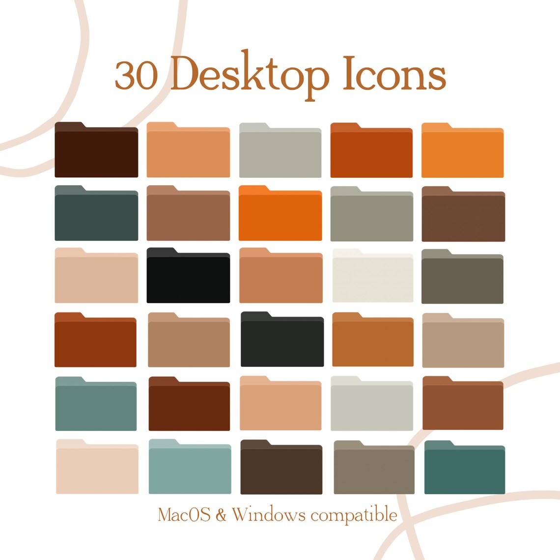 Aesthetic Boho Desktop Folder Icons Mac Windows Folders - Etsy