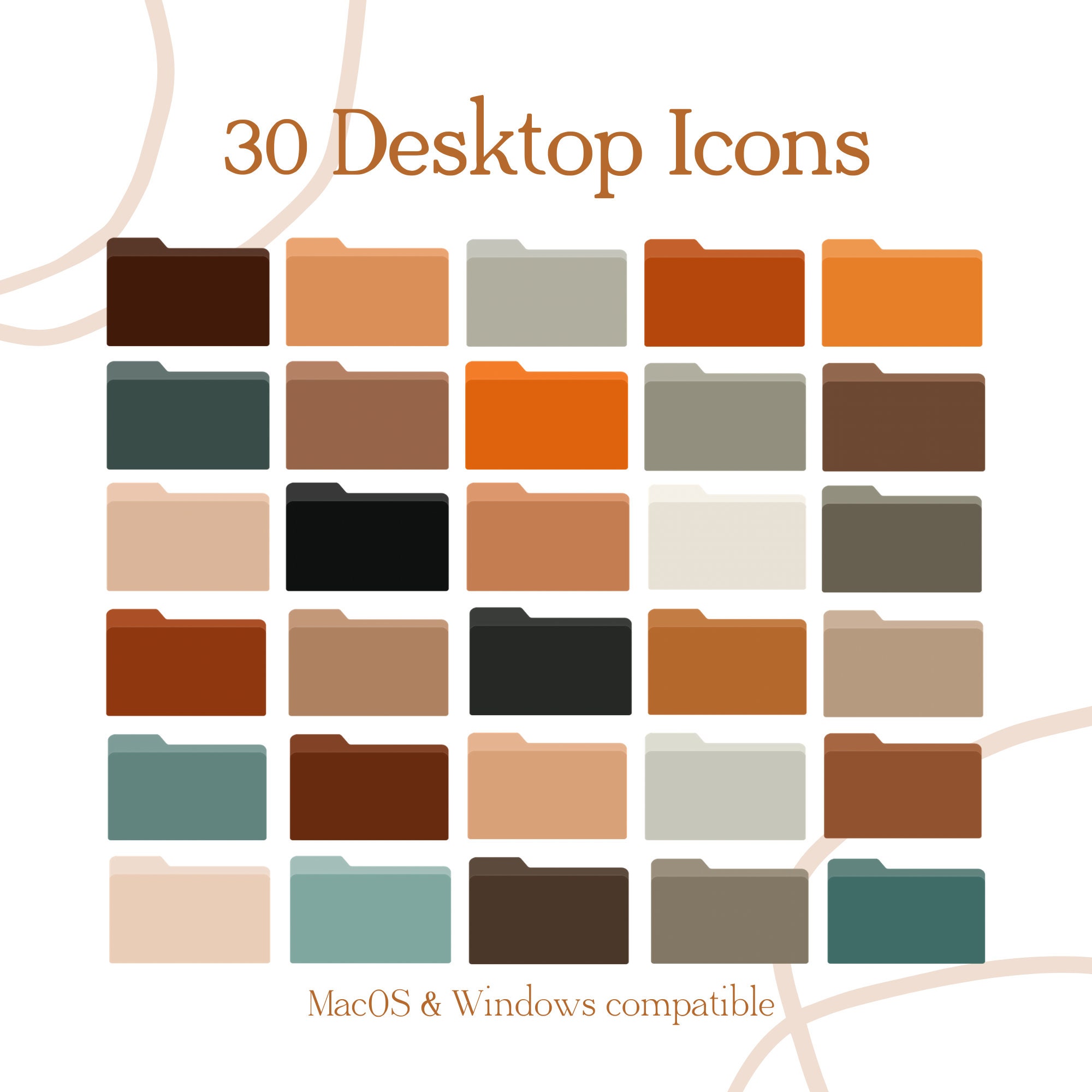 Aesthetic Boho Desktop Folder Icons, Mac + Windows Folders Icon, Boho ...