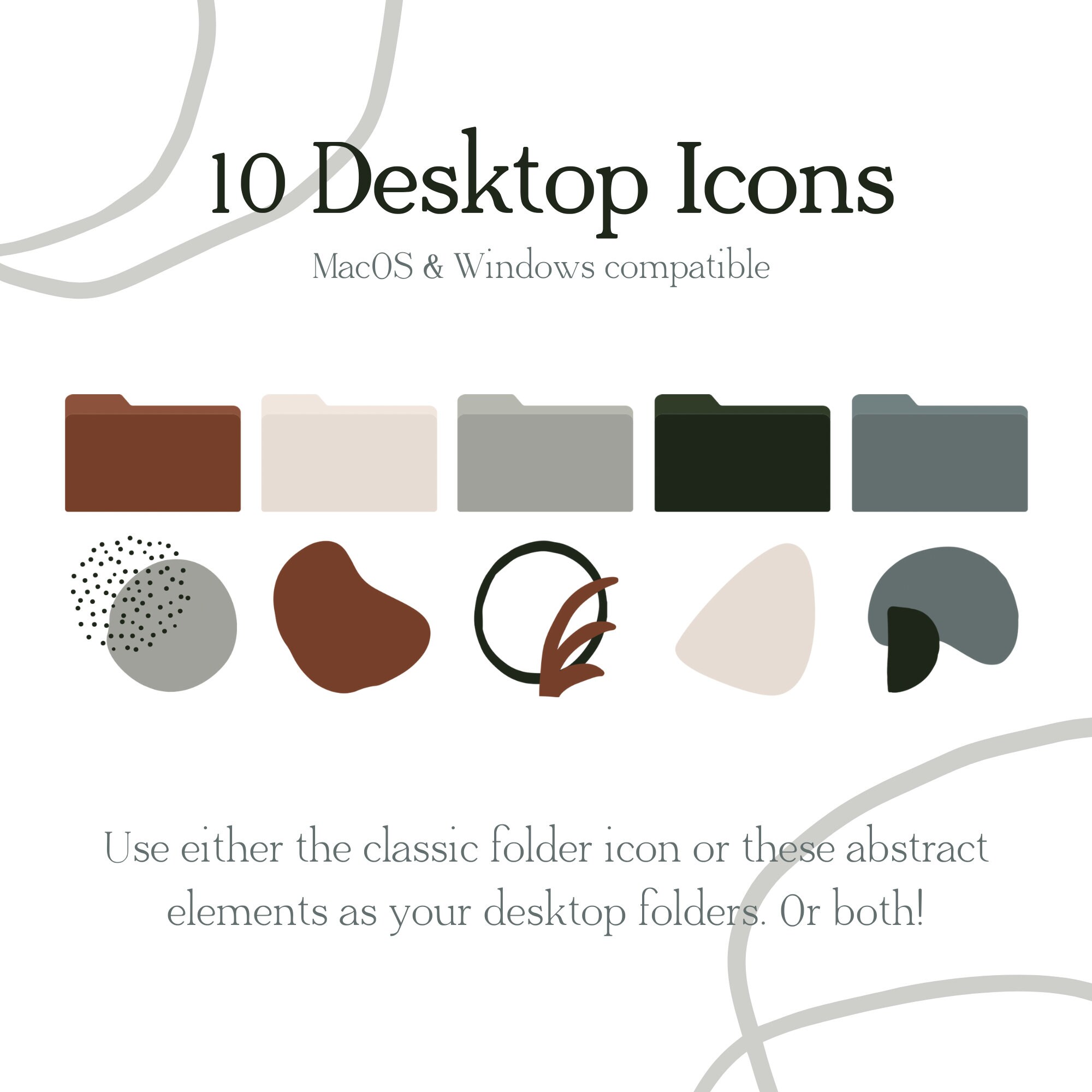 Aesthetic Dark Boho Desktop Folder Icons, Mac + Windows Folders Icon ...
