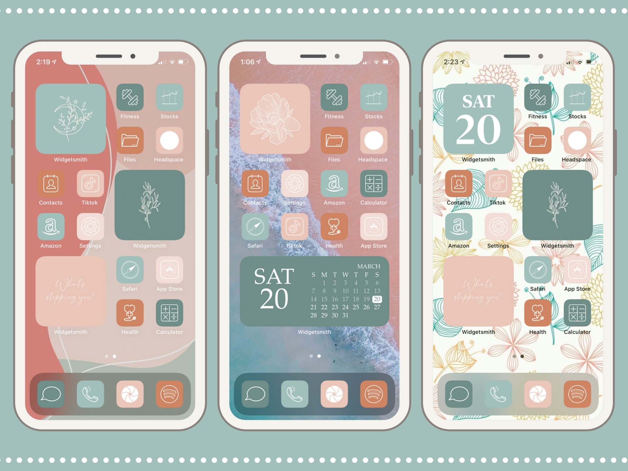 Peach and Teal App Icons 52 iPhone iOS 14 Aesthetic App Icon | Etsy