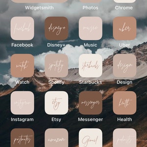 Neutral Handwritten App Icons, 94 iPhone App Icons Ios 14 Aesthetic ...