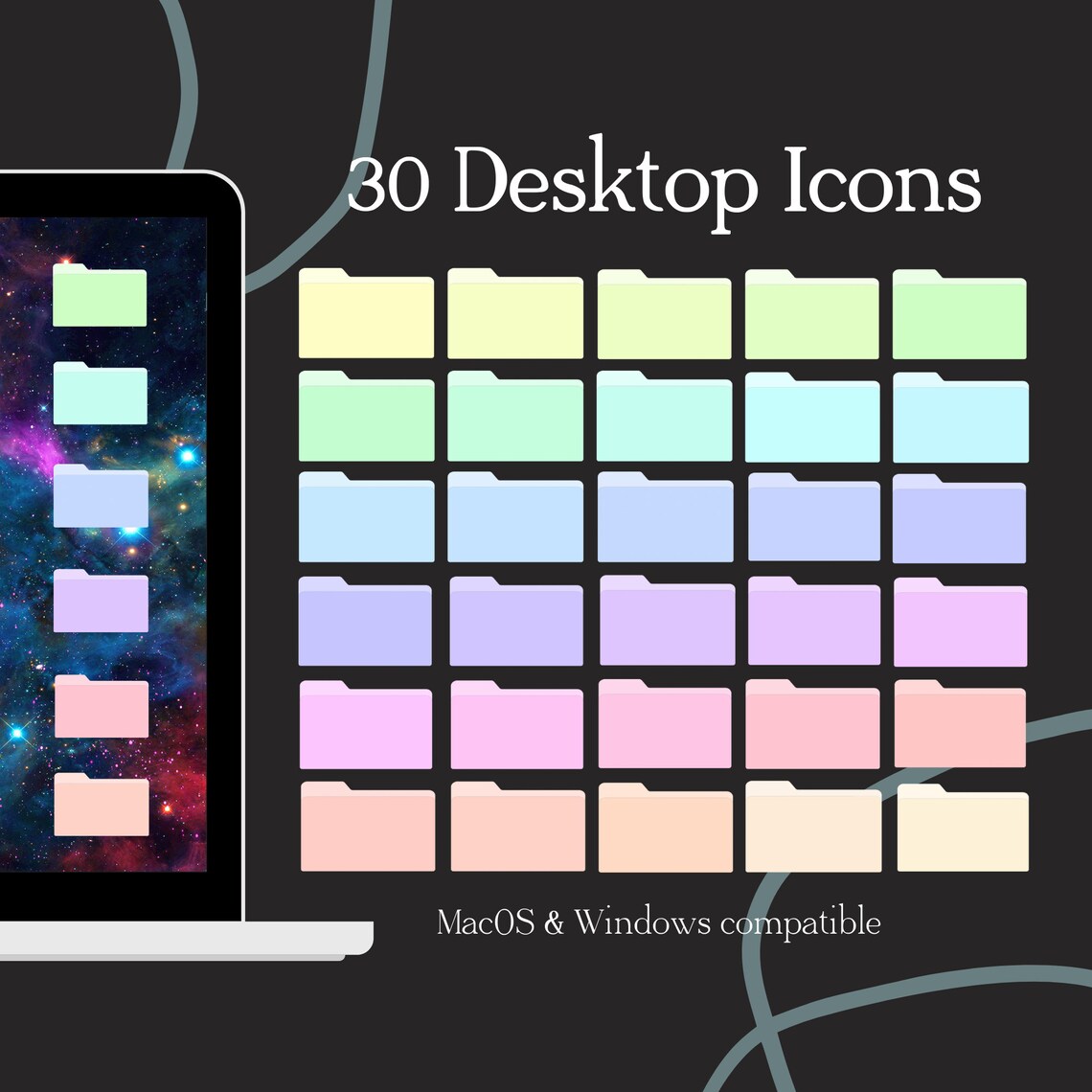 Pastel Rainbow Desktop Folder Icons Mac Windows Folders - Etsy