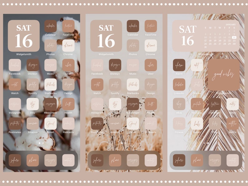 Neutral Handwritten App Icons, 94 iPhone App Icons Ios 14 Aesthetic ...