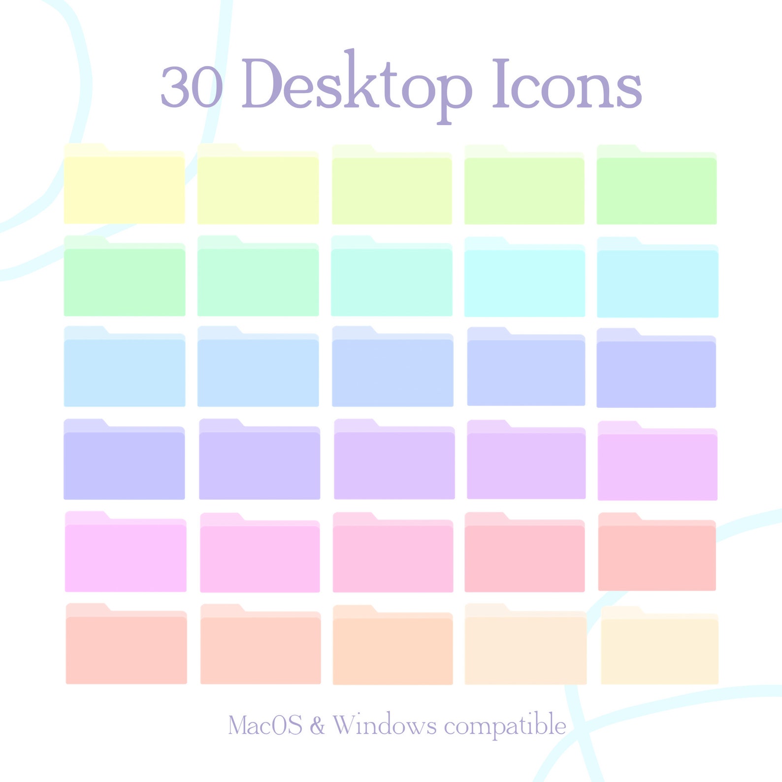 Pastel Rainbow Desktop Folder Icons, Mac + Windows Folders Icon, Pastel ...