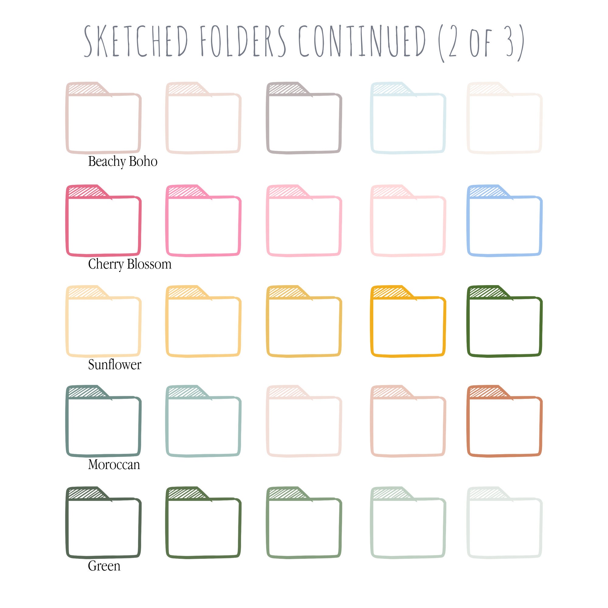 Sketched Desktop Folder Icons Bundle, Mac + Windows Folders Icon ...