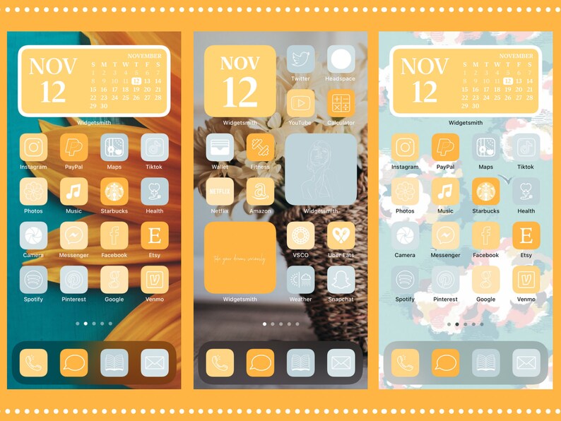 Yellow and Blue Ios App Icons 52 Iphone Ios 14 Aesthetic App | Etsy