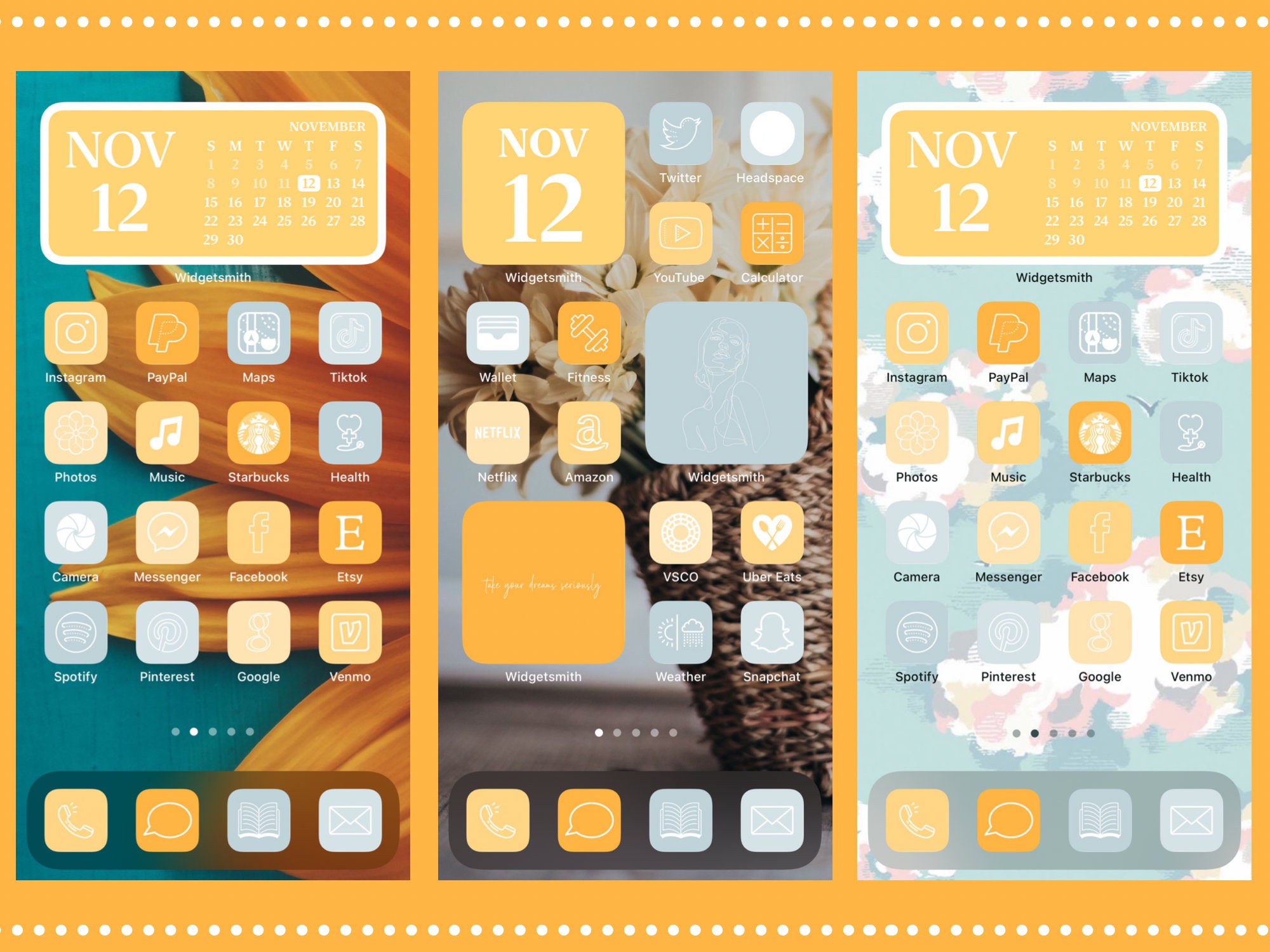 Yellow and Blue iOS App Icons 52 iPhone iOS 14 Aesthetic App | Etsy