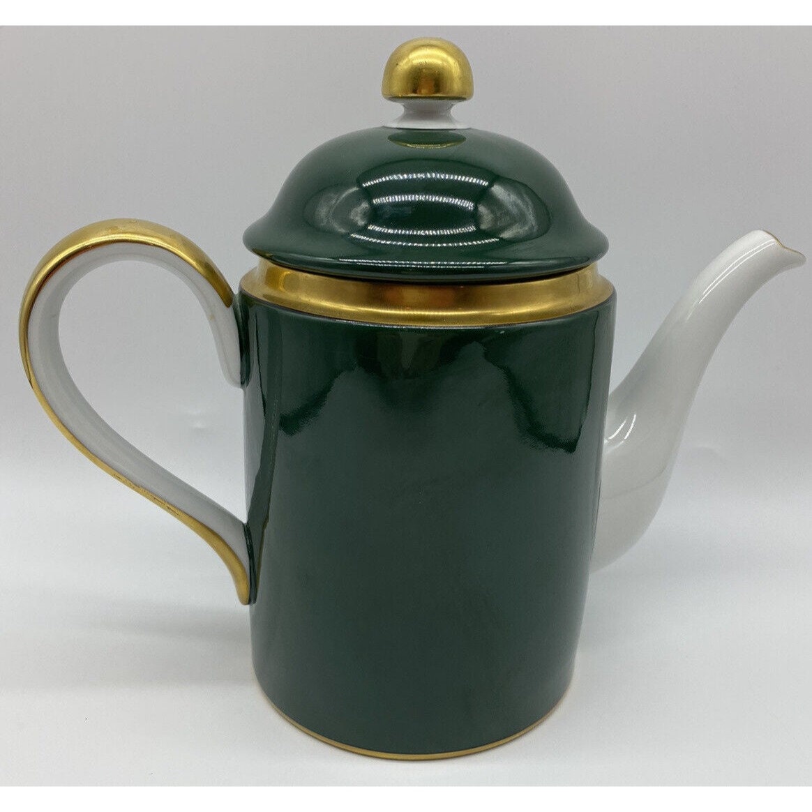 Fitz and Floyd FF 26 Renaissance Green, White & Gold Coffee Tea Pot 48 ...