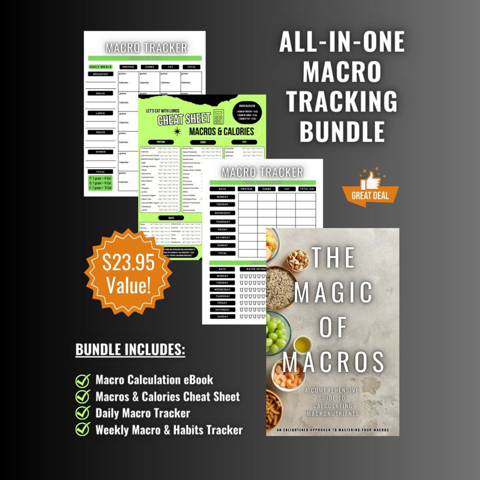 Macro Tracking Bundle All-in-one | Macronutrients Nutrition Guide ...